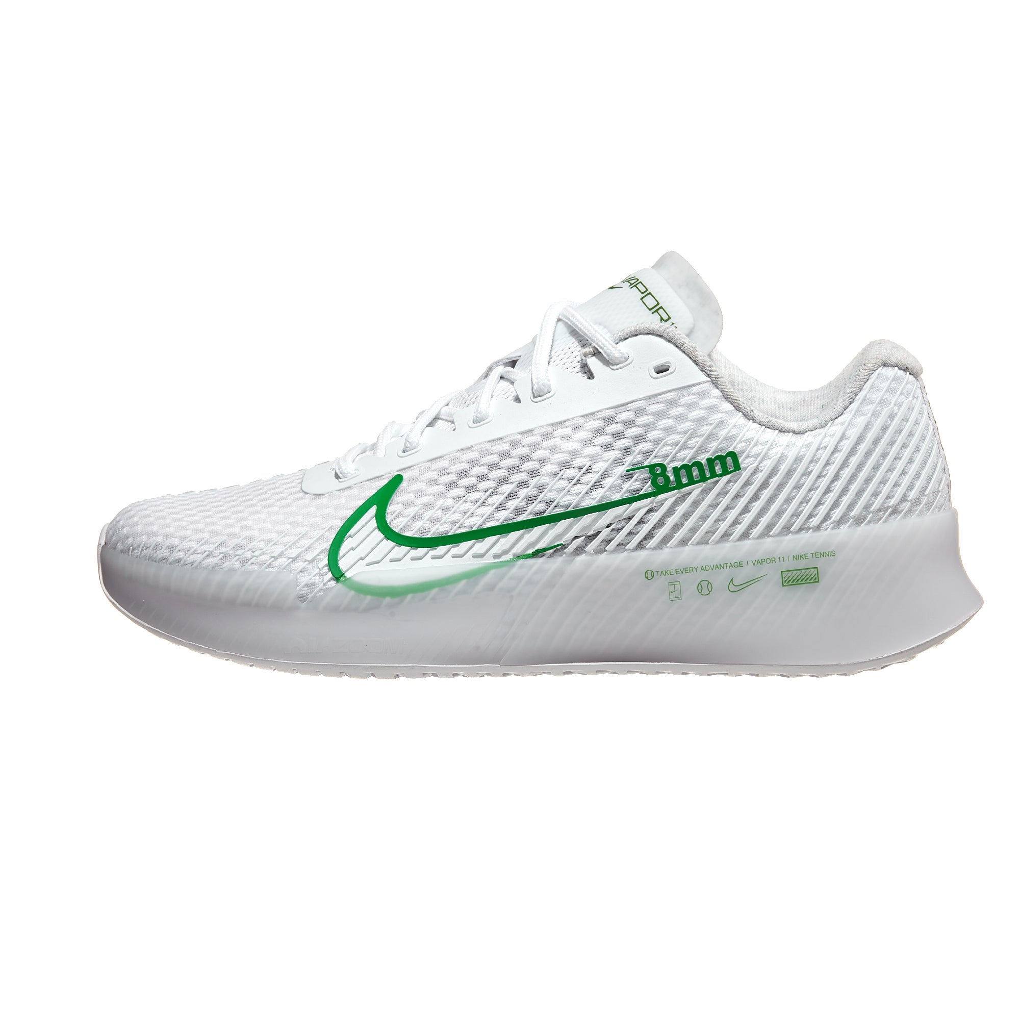 Nike Zoom Vapor 11 White/Kelly Green Women's Shoe 360° View - Tennis ...