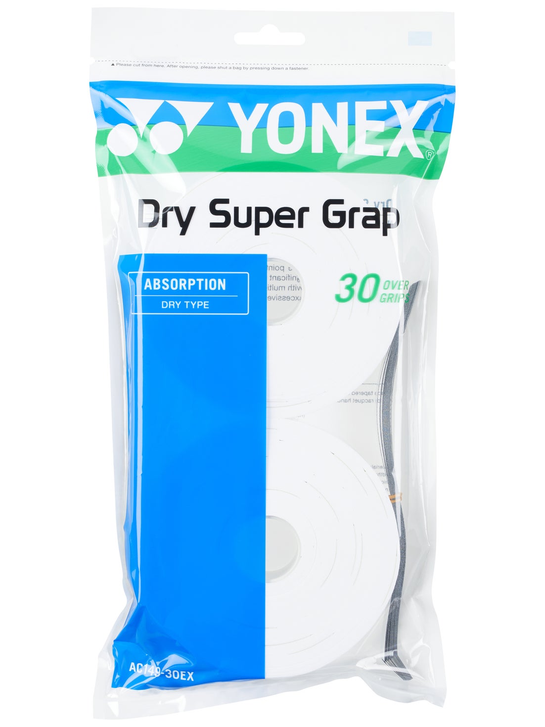 Yonex Dry Super Grap Overgrip 30 Pack White | Tennis Warehouse
