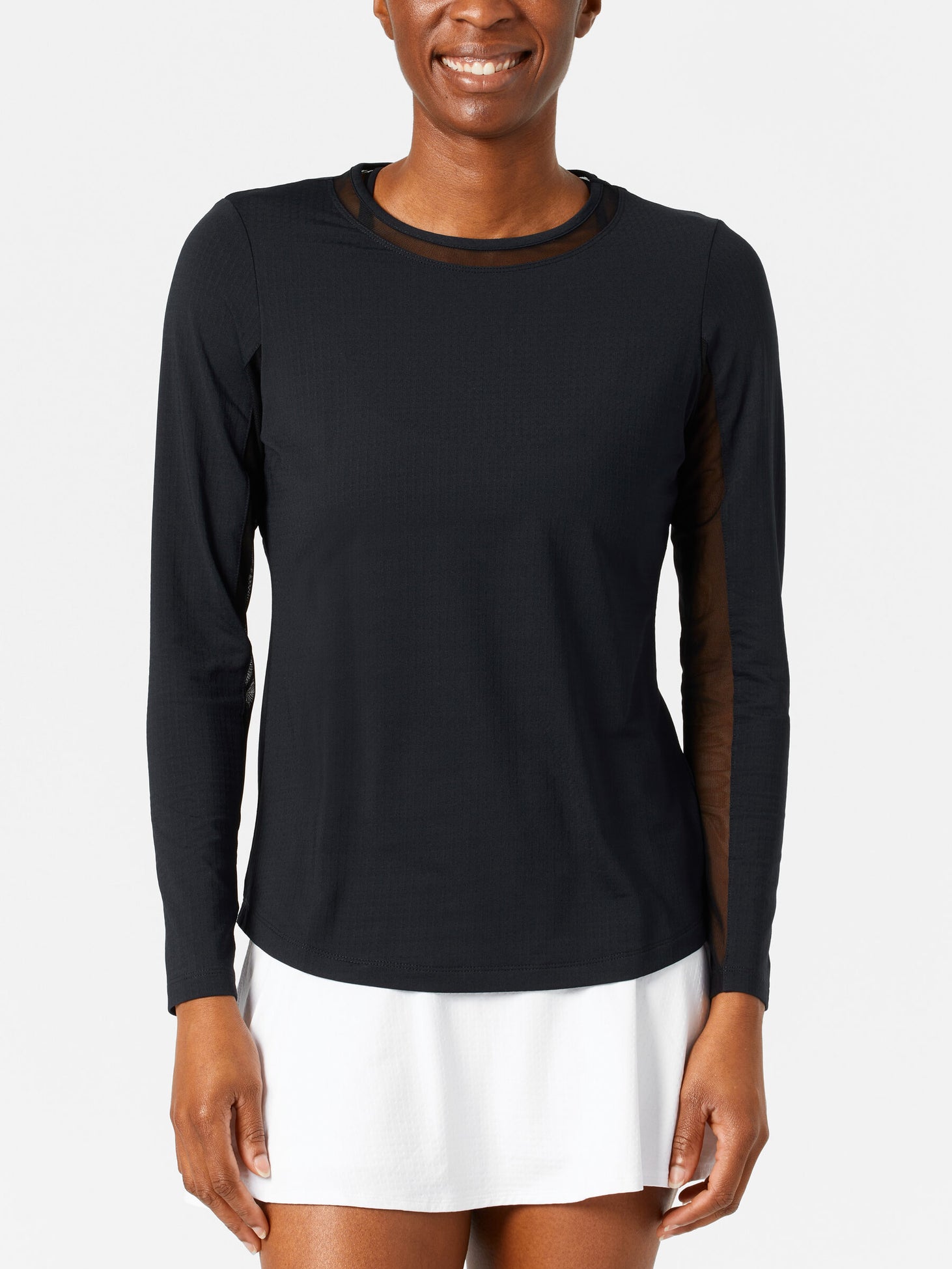 IBKUL Women's Solid Long Sleeve Top - Black | Tennis Warehouse