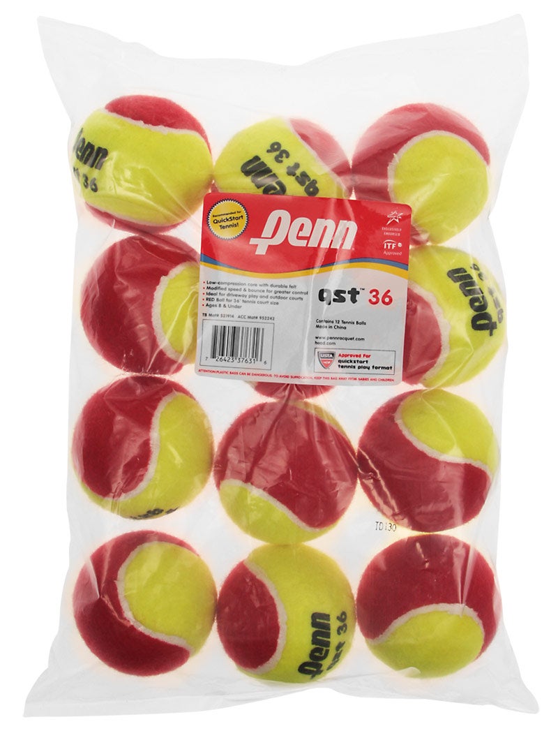 Penn Quick Start Tennis 36' Red Felt Ball 12 Pack | Tennis Warehouse