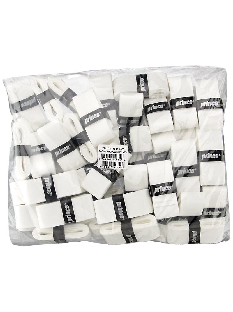 Prince TackyPro 50 Pack Overgrip White | Tennis Warehouse