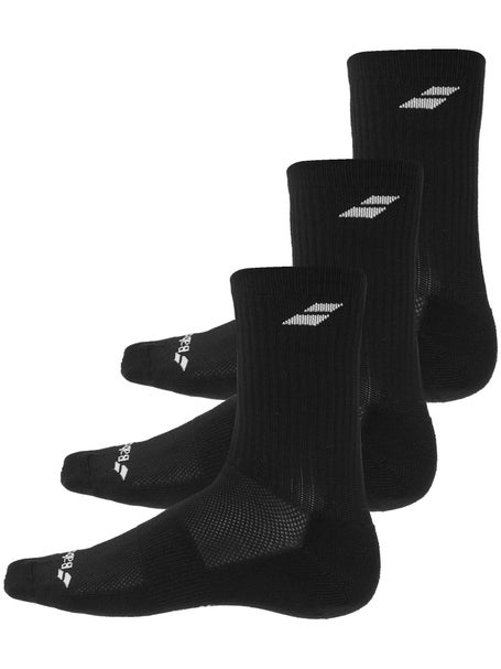 Babolat Crew Sock 3-Pack Black | Tennis Warehouse
