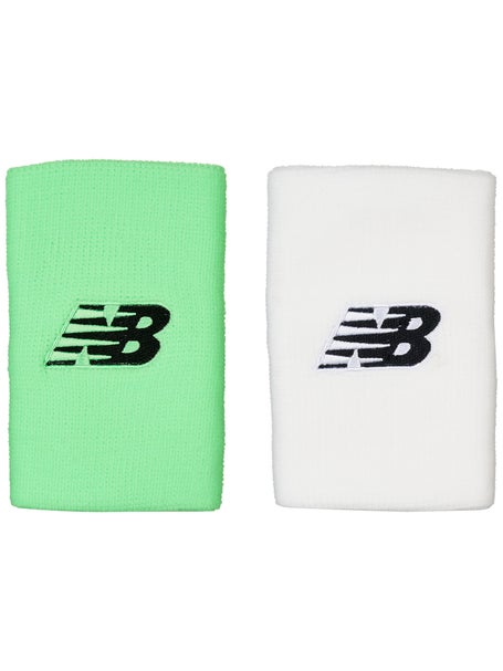 New Balance Spring Doublewide Wristbands - White/Jade | Tennis Warehouse
